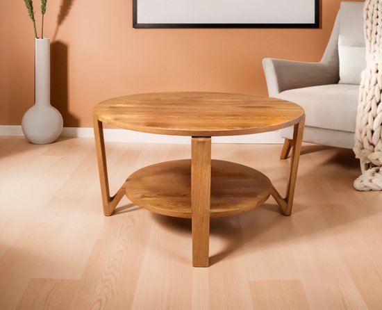 Salontafel Torez rond eiken 80 cm - Naturel | bol