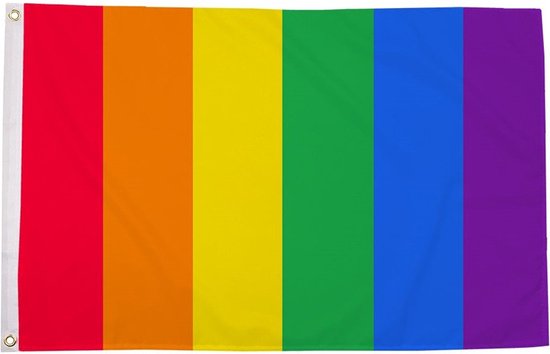 Regenboog LGBT vlag 90 x 150 cm verticale strepen - Gay pride/parade ...