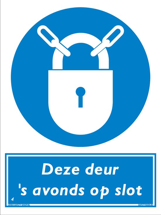 Deze deur 's avonds op slot bord - Bord 300 x 400 mm - (Forex) | bol
