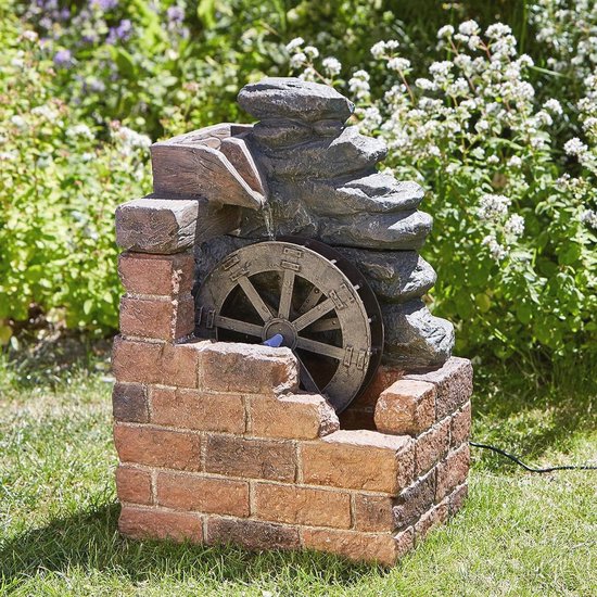 Zonne-aangedreven Fontein met Roterend Waterwiel voor Tuin en Balkon | bol