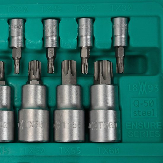 Torx Bit Set 11-piece 1/2" & 1/4" | Extended Sizes TX 10 - TX 60 | Q-50 ...