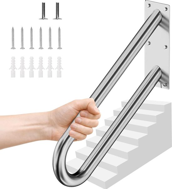 Roestvrijstalen U-vormige leuning voor trap 1-3 treden - Robuuste anti ...