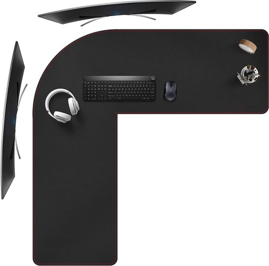 L-Shaped Corner Desk PU Leather Office Mouse Pad - Workstation Gaming ...