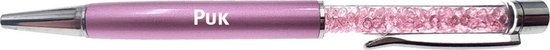 Pen Met Diamantjes En Gravering - Met Naam - Puk - Licht Roze | bol