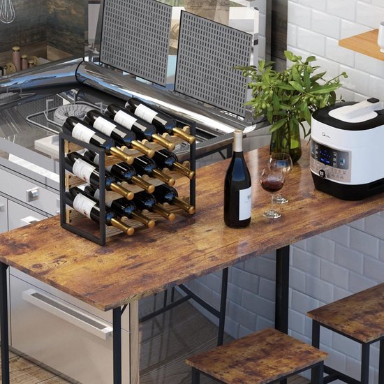 Industrieel wijnrek, stapelbaar flessenrek, met metalen frame, 3 lagen ...