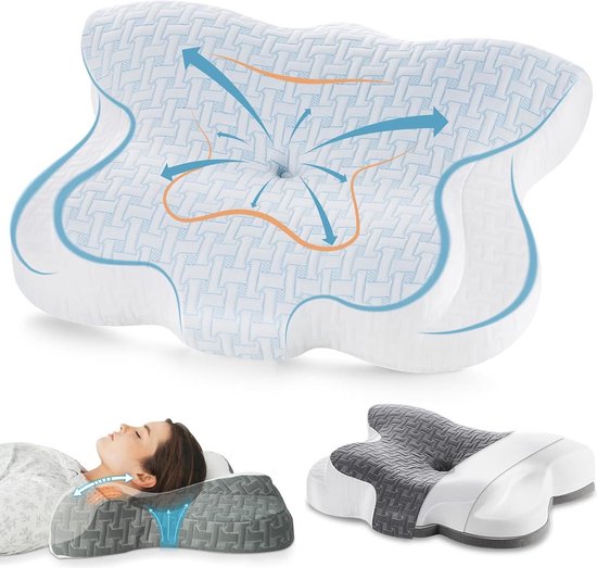 Ergonomisch orthopedisch nekkussen van traagschuim verstelbaar hoofdkussen - diepe... | bol