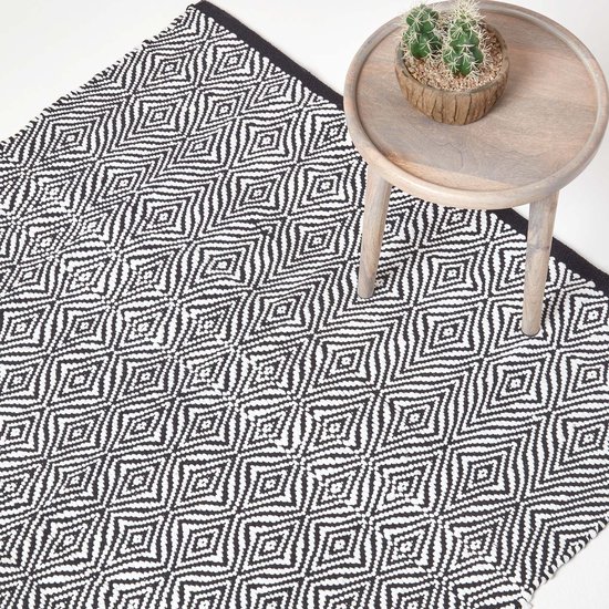 Homescapes geweven tapijt Trance zwart-wit patroon, 120x170 cm gemaakt ...
