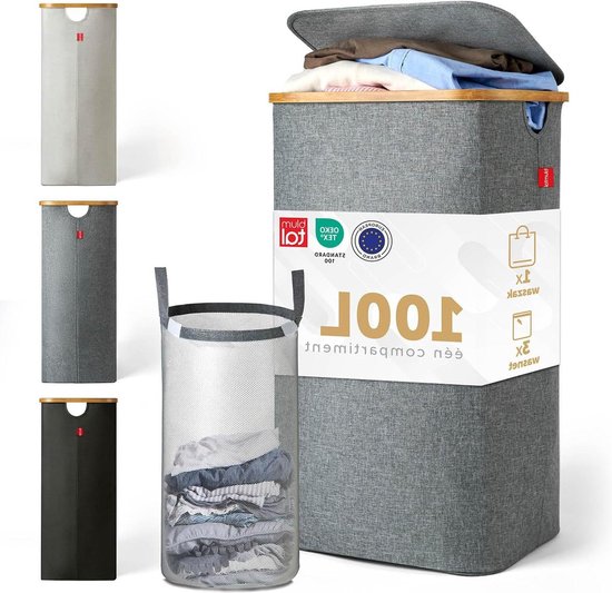 Wasmand 100L - Uitneembare waszak - Smalle wasmand - Flesverzamelaar ...