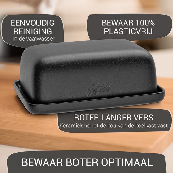 Stone Age design botervloot met deksel - Botervloot keramiek voor alle ...