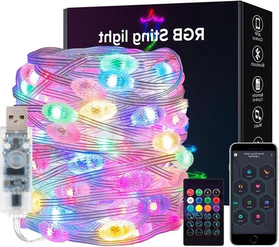Intelligente String Lights 10M 66LEDs Transparante Kabel - IP65 ...