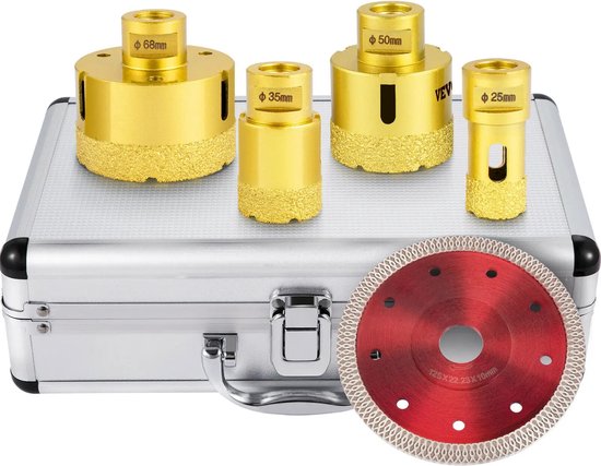 Diamantboren Set - 5 stuks - Tegels-Incl. 25/35/50/68mm Diamant Boren ...