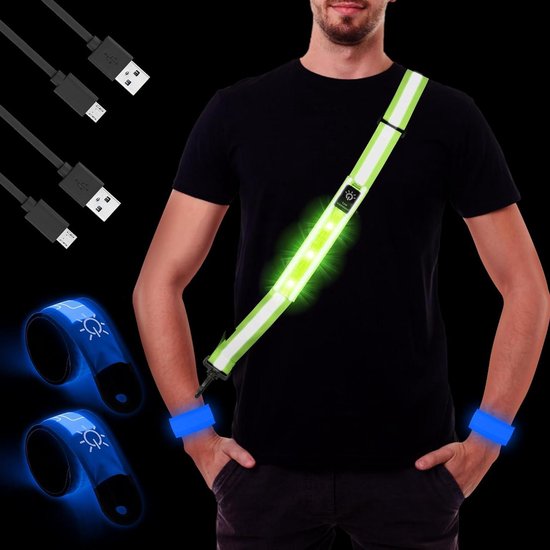Hardlooplicht en reflectorriem - LED-armbanden - Wandel licht - USB ...