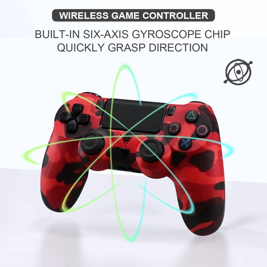 Draadloze Game Controller - Geschikt voor PS4 - Camouflage Rood | bol