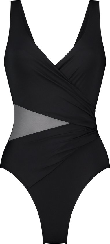 Hunkemöller Dames Badmode Badpak Shaping Shell Mesh - Zwart - maat L | bol