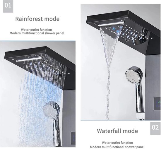 Luxe Douchekraan - Spa Douche Set met thermostaatkraan - LED ...