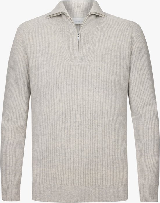 Profuomo Half Zip Pullover Merinowol Melange Grijs - Maat XL - Heren - Pullovers | bol
