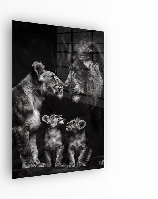 Indoorart - Glasschilderij Leeuwen Band 60x90 CM - Afbeelding op ...