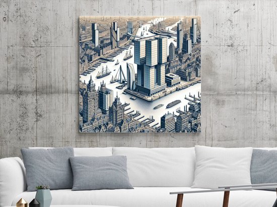 Modern rotterdam schilderij | Rotterdamse skyline in abstracte vormen ...
