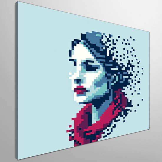 Pixel art vrouw schilderij | Pixelated beauty: A digital masterpiece of feminine pixel... | bol