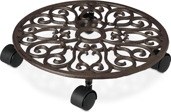 Ronde plantentrolley - gietijzeren plantenonderzetter - HxØ 75 x 335 cm ...