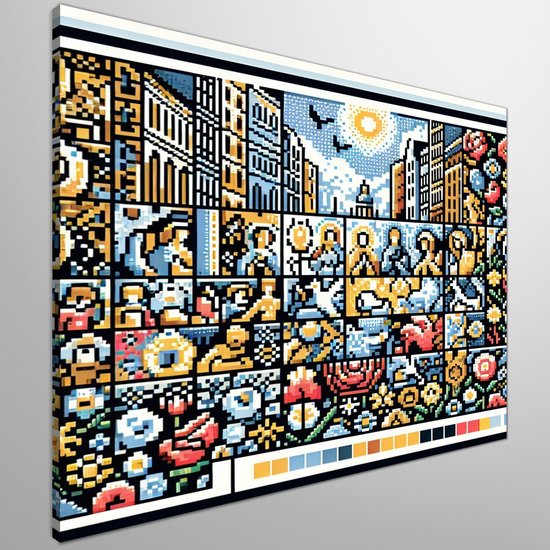 Pixel art relief schilderij | Retro 8-bit dimensie verheven tot moderne ...