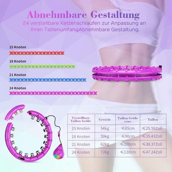Hoola Hoop Fitness voor volwassenen en beginners - Gewogen hoelahoep ...