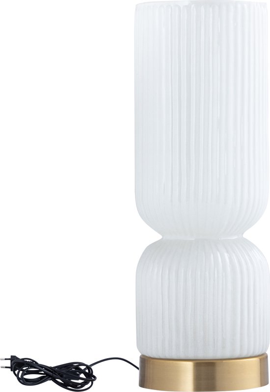 PTMD Zhen White embossed rib glass table lamp L | bol