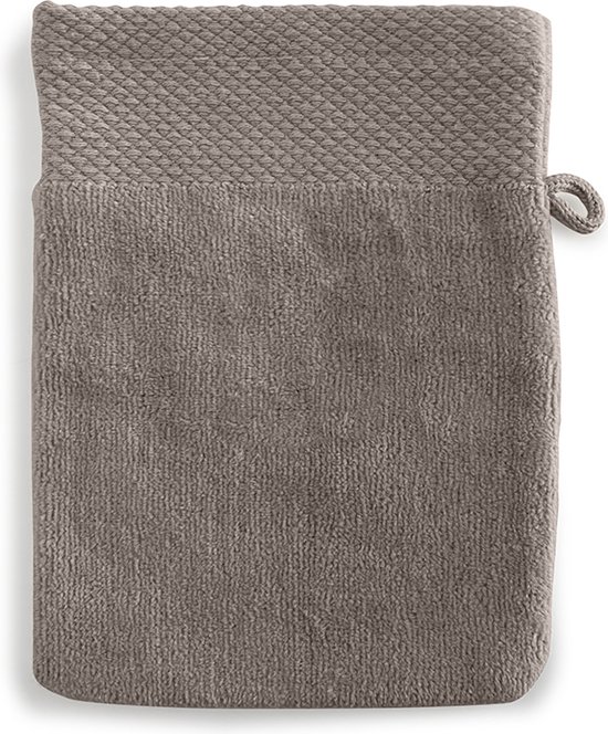 LINNICK Diamond Velours Washand - 100% Katoen - Taupe - 16x21cm ...