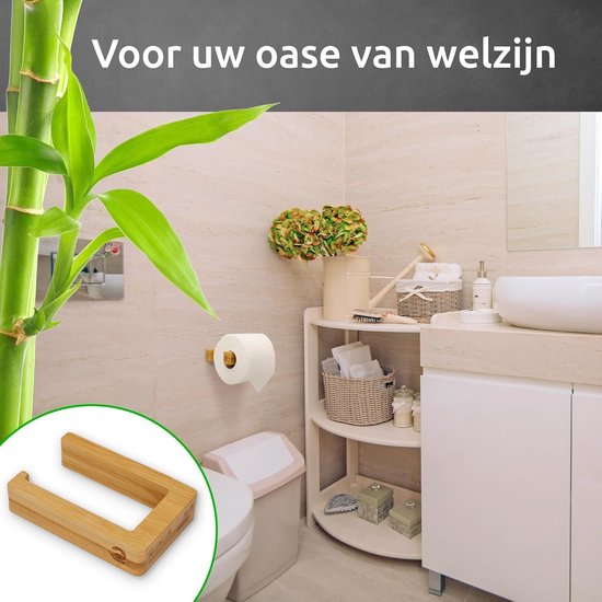 WC Rolhouder Zelfklevende Toiletrolhouder van Hout zonder Boren ...
