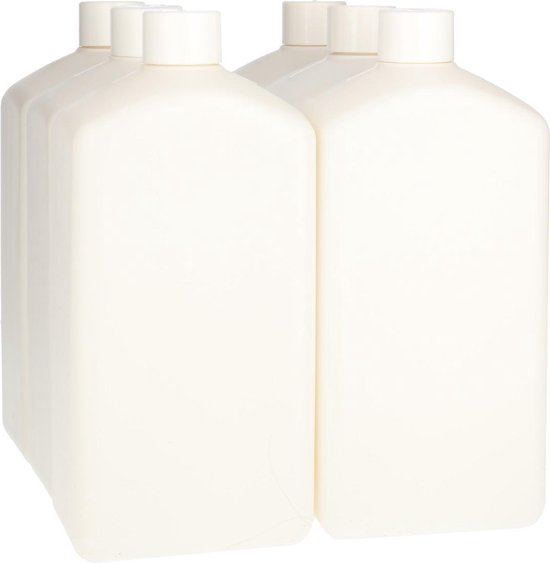 6x Plastic Fles 1000 ml Schroefdop - Standard Square - Gerecycled HDPE ...