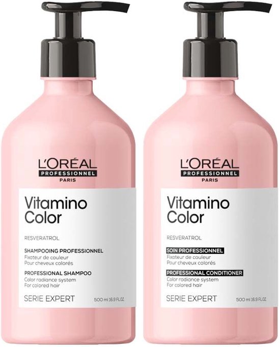L'Oréal Serie Expert Vitamino Color Shampoo 500ml + Conditioner 500ml | bol