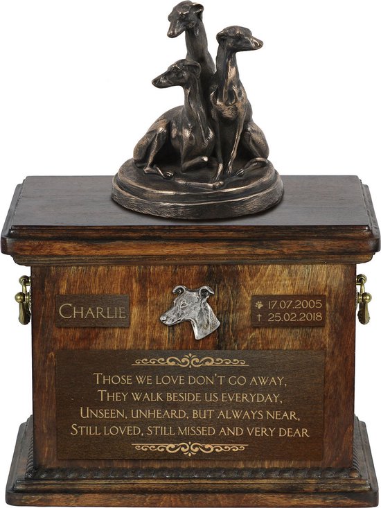 Whippet urn hond met beeldje - gepersonaliseerde urn hond voor hondenas ...