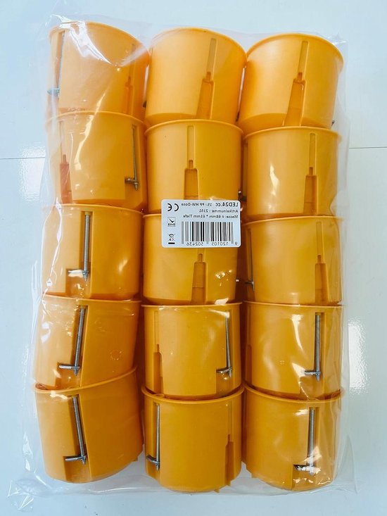 15 stuks PP hollewanddoos schakeldoos - Ø 68mm x 61mm - diep oranje | bol