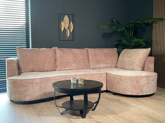 Hoekbank rond Lando 270cm bank met ronding taupe chenille bankstel ...