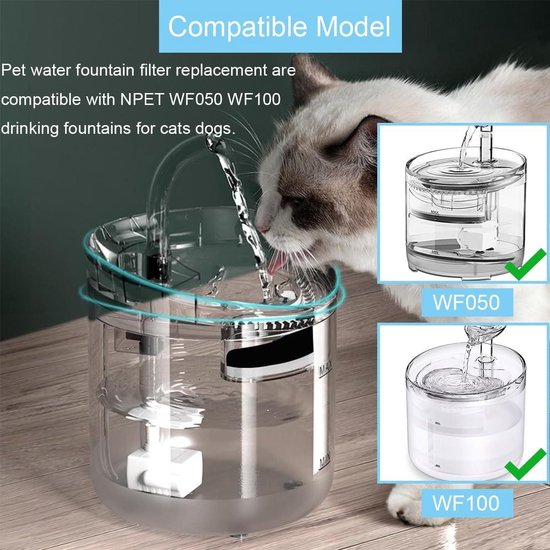 Waterfontein Filter vervanging - NPET WF050 WF100 Huisdier - Verbeterde ...