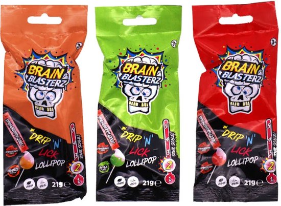 Brain Blasterz Drip 'N' Lick Lollipop (24 x 18g) | bol