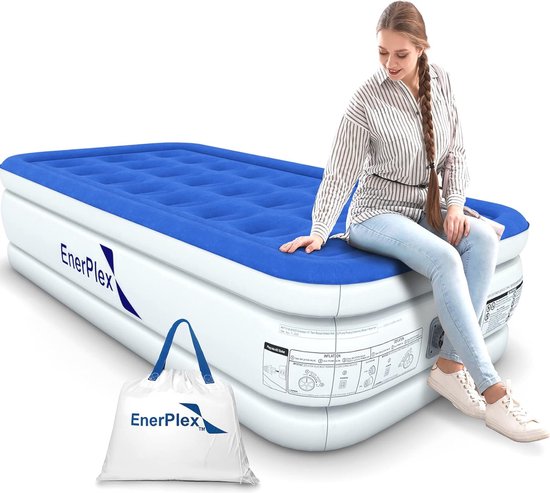 Opblaasbaar Luchtbed met Ingebouwde Pomp - Twin Size Hoog Comfort voor ...