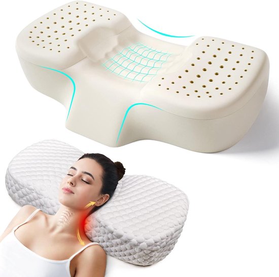 Verstelbaar ergonomisch contour traagschuim nekkussen voor nekpijnverlichting -... | bol