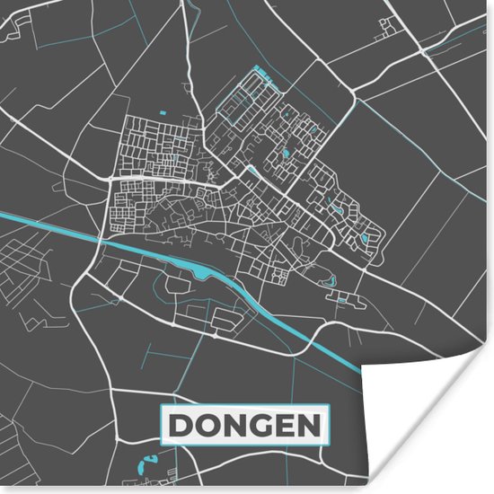 Poster Kaart - Dongen - Plattegrond - Stadskaart - 50x50 cm | bol