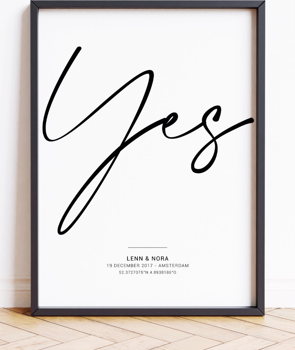 YES POSTER (A4 - 21 X 29,7 cm) | Gepersonaliseerd met datum ...