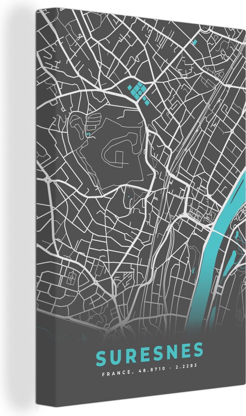 Canvas Schilderij Suresnes - Kaart - Plattegrond - Stadskaart ...
