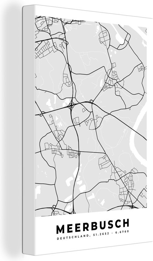 Canvas Schilderij Stadskaart - Meerbusch - Kaart - Duitsland ...