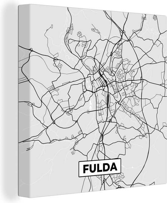 Canvas Schilderij Plattegrond - Duitsland - Fulda - Stadskaart - Kaart ...