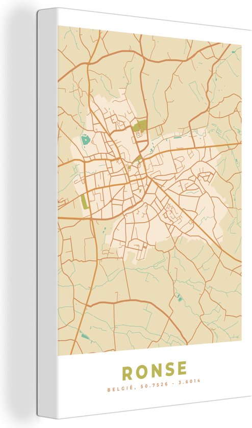 Canvas Schilderij België - Plattegrond - Kaart - Ronse - Stadskaart ...