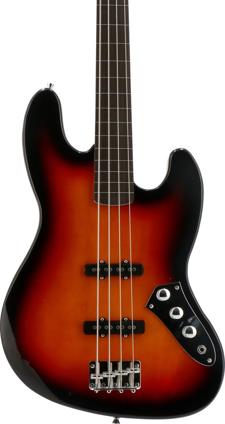 Fazley FJB218SB-FL Sunburst elektrische fretloze basgitaar | bol