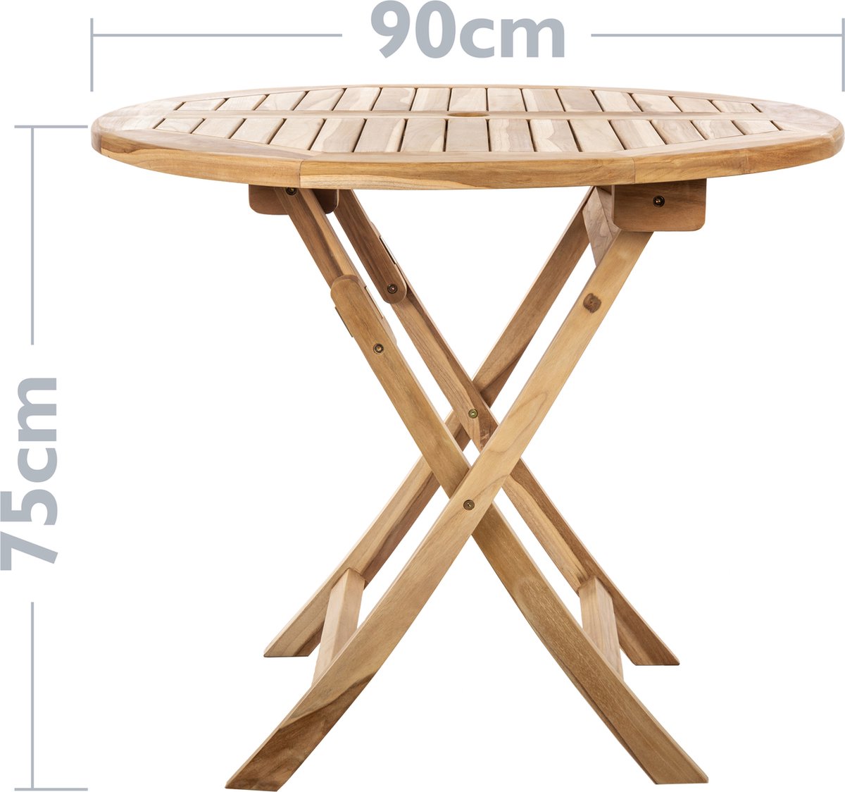 PrimeMatik - Ronde tafel 90 cm inklapbaar voor buitentuin in ...