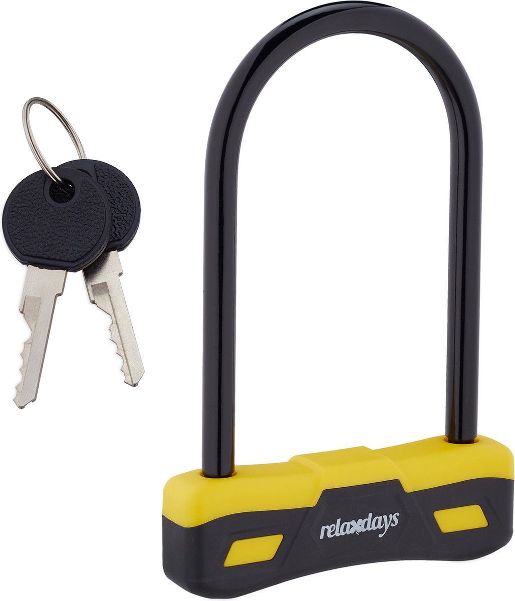 Relaxdays beugelslot fiets - stalen fietsslot - u slot fiets ...
