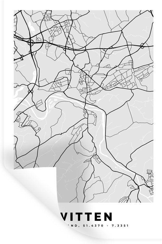 Muurstickers - Sticker Folie - Stadskaart - Duitsland - Witten ...