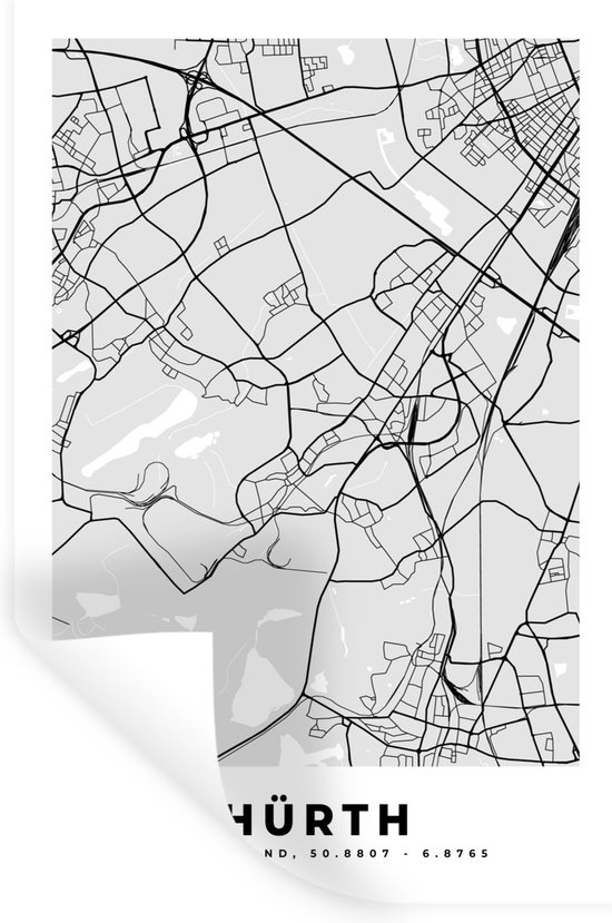 Muurstickers - Sticker Folie - Stadskaart - Duitsland - Hürth- Kaart ...