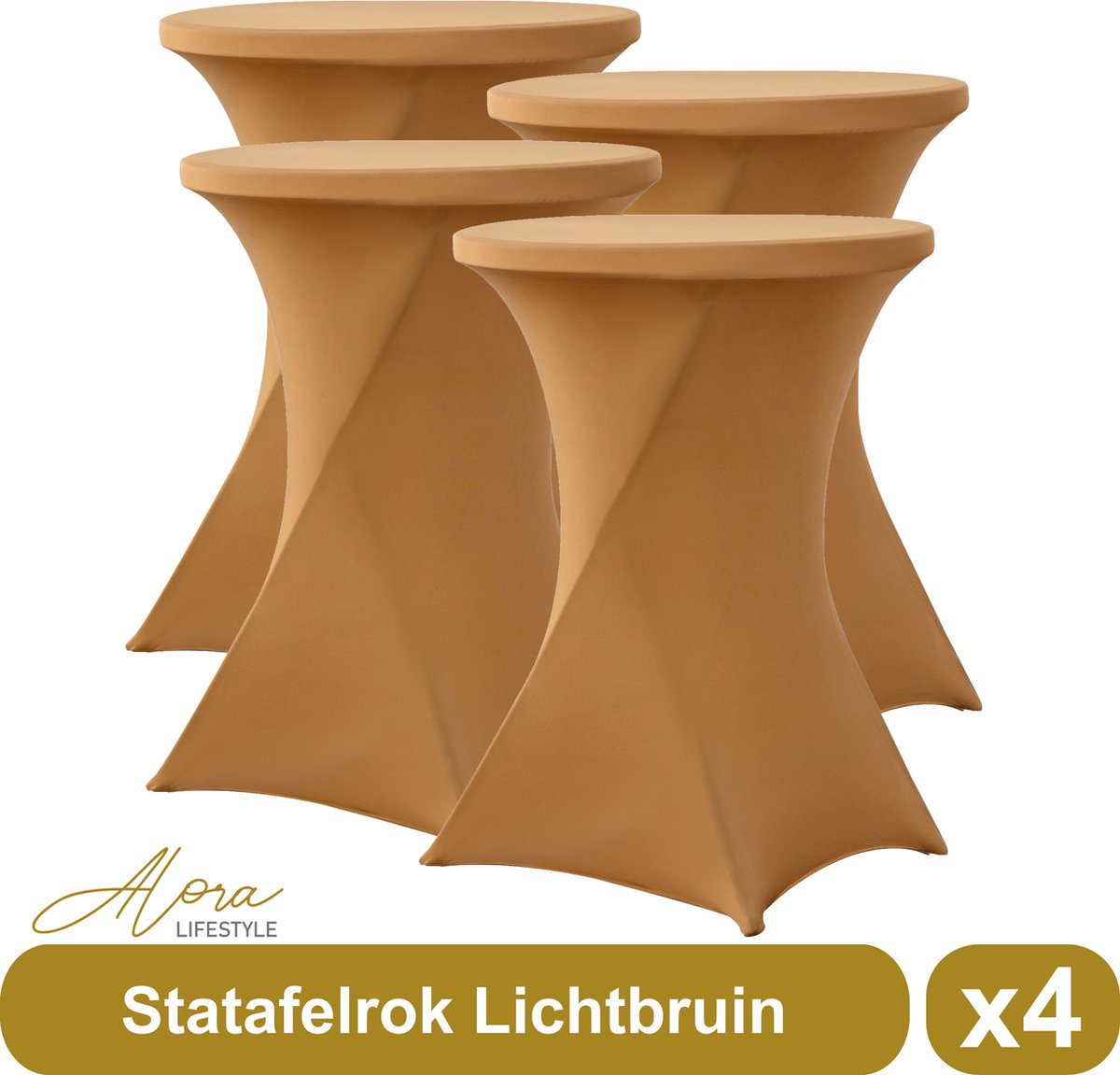 Statafelrok lichtbruin 80 cm - per 4 - partytafel - Alora tafelrok voor statafel -... | bol.com